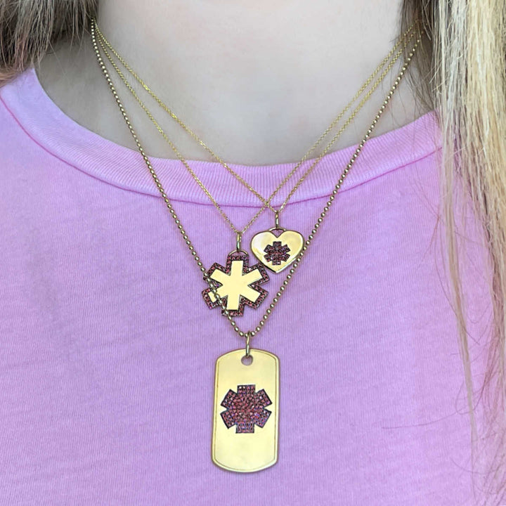Solid Gold & Sterling Silver Engraved Medical Alert Necklaces – CHARMED ...